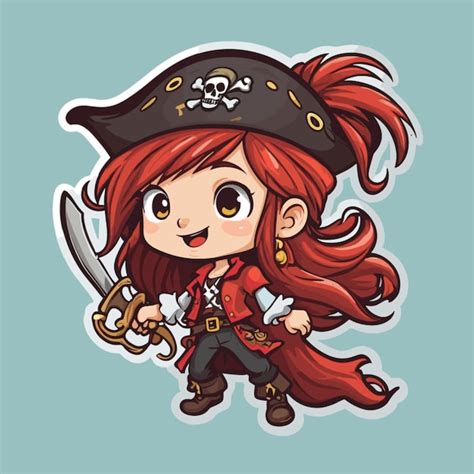 Premium Vector Girl Pirate Cartoon Vector Premium Vector Girl Pirate Cartoon Vector