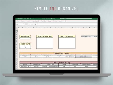 All In One Candle Testing Excel Spreadsheet Template Etsy