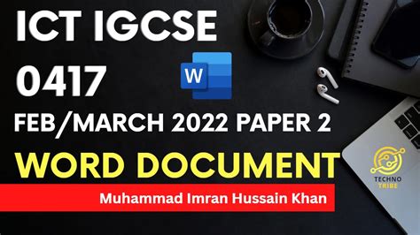 Paper 2 Word Document Ict Igcse 0417 Feb March 2022 Youtube