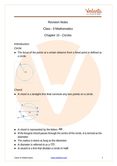 Circles Class 9 Notes Cbse Maths Chapter 10 Pdf