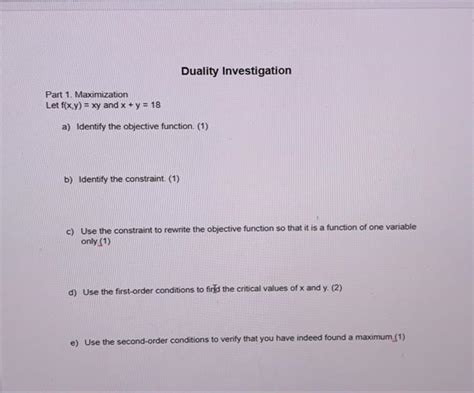 solved duality investigation part 1 maximization let f x y