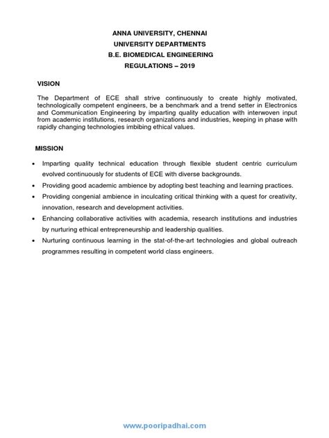 Anna University Be Bm Biomedical Engineering Syllabus 1 To 8 Semester