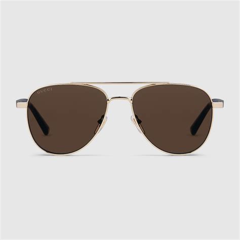 Aviator Frame Sunglasses In Light Gold Gucci® Ca