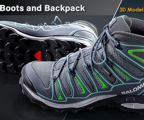 artstation hiking boots and backpack full tutorial 3d model