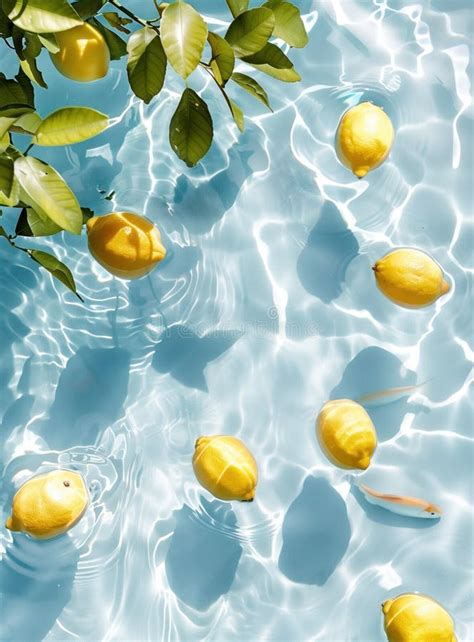 Creative Summer Background With With Lemon Slices Fruit Slice In