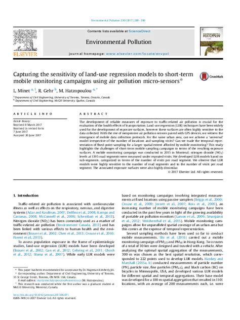 Pdf Capturing The Sensitivity Of Land Use Regression Models To Short Term Mobile Monitoring