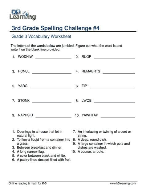 3rd Grade Vocabulary Worksheets Writing Practice Worksheet