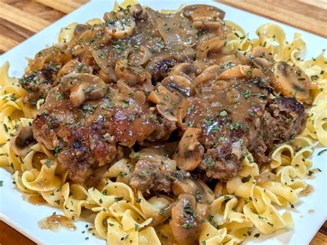 Salisbury Steak With Mushroom Gravy And Egg Noodles Cooking Chris