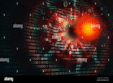 Virus Hacking Into A Protected Computer Technological Background With Free Space Stock Photo