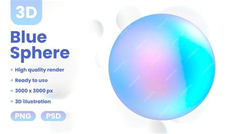 Premium Psd 3d Blue Translucent Sphere