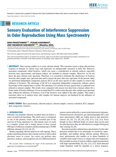 Pdf Sensory Evaluation Of Interference Suppression In Odor