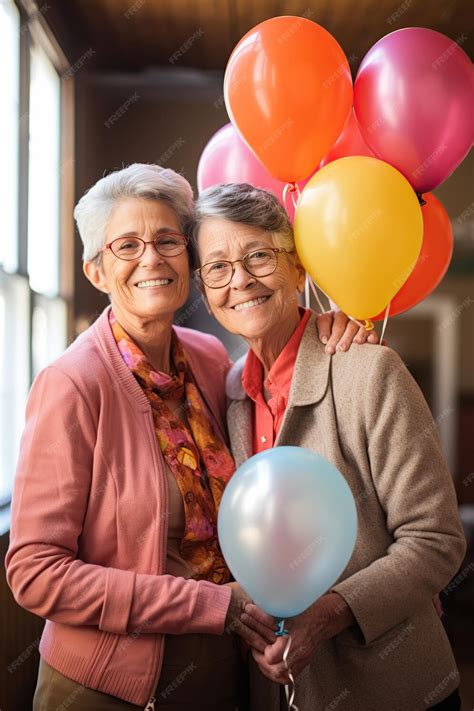 Premium Ai Image Happy Senior Lesbian Couple In Love Ai Generated