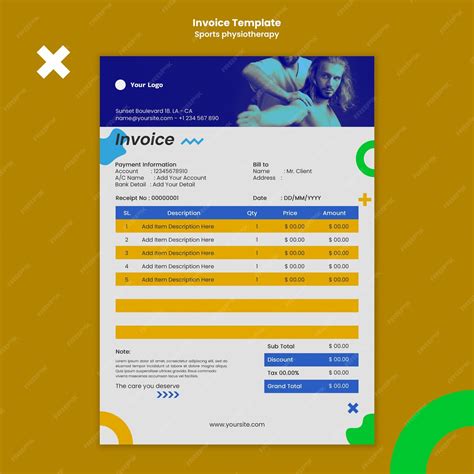 Premium Psd Flat Design Physiotherapy Invoice Template