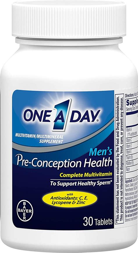 One A Day Men's Pre-Conception Health Multivitamin for Healthy Sperm - Vitamin C, E, Selenium ...