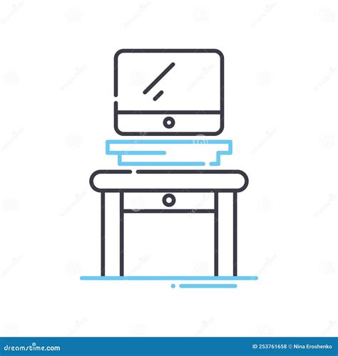 Computer Table Line Icon Outline Symbol Vector Illustration Concept Sign Stock Vector