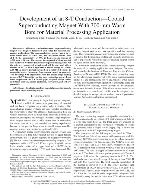 Pdf Development Of An 8 T Conduction—cooled Superconducting Magnet With 300 Mm Warm Bore For