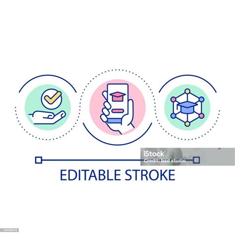 모바일 친화적 인 E러닝 플랫폼 루프 개념 아이콘 0명에 대한 스톡 벡터 아트 및 기타 이미지 0명 Brand Name