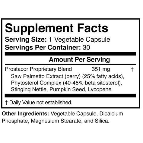 Prostacor Natural Prostate Support Supplement Non Gmo