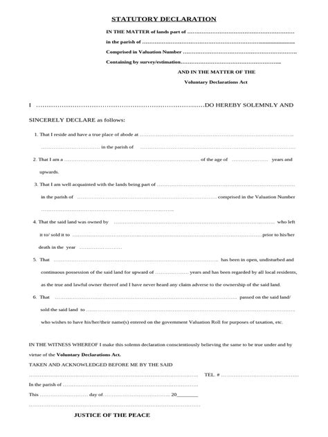 Statutory Declaration Blank Pdf