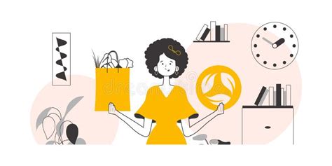 The Concept Of Reasonable Consumption Woman Package With Products And