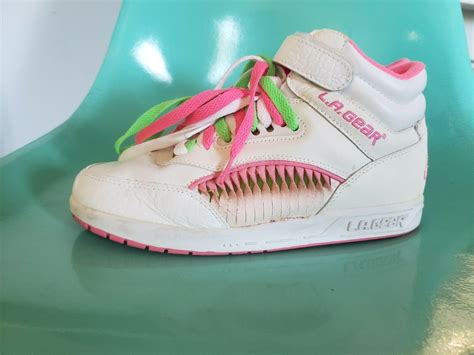 Vintage La Gear Flame High White Neon Pink 90s High Top Sneaker Shoes