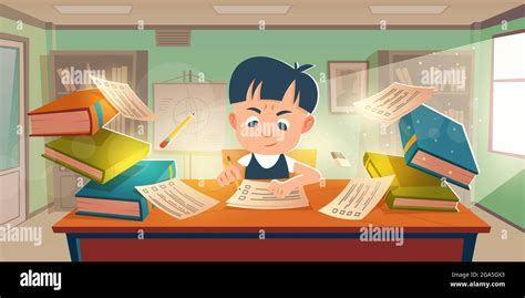 School Student Passing Exam In Classroom Stock Vector Image And Art Alamy