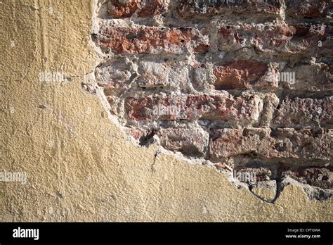 Vintage Detailed Brick Wall Texture With Reconstruction Segment Stock