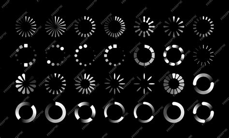 라운드 진행률 표시줄 카운트다운 원 아이콘 라운드 업로드 재부팅 및 로드 기호 버퍼링 및 데이터 전송 프로세스 표시 검정색 배경