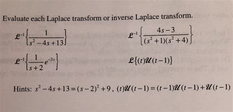 Solved Evaluate Each Laplace Transform Or Inverse Laplace
