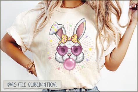 Easter Bunny Blowing Bubble Gum Coquette Graphic By Extreme Designart