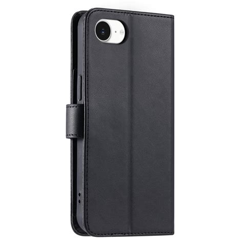 For Iphone 16e Ring Buckle Rhombic Leather Phone Case Black