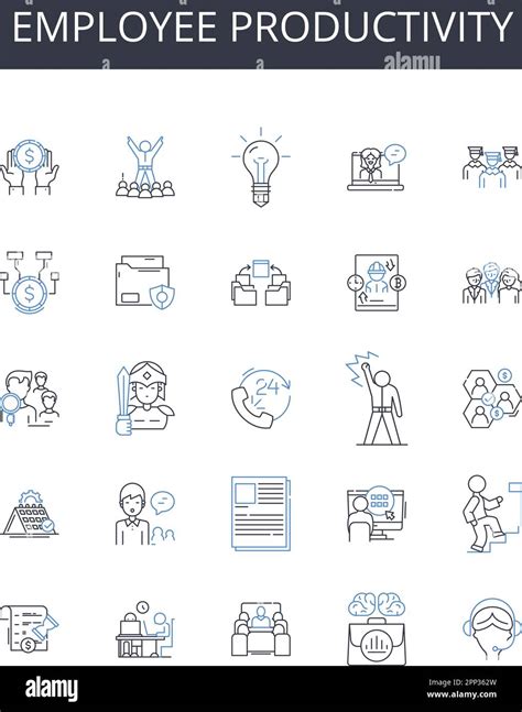 Employee Productivity Line Icons Collection Empowerment Vision