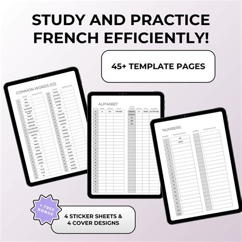 French White Language Learning Notebook Hyperlinked Journal Ipad