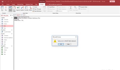 syntax error in create table statement r sql
