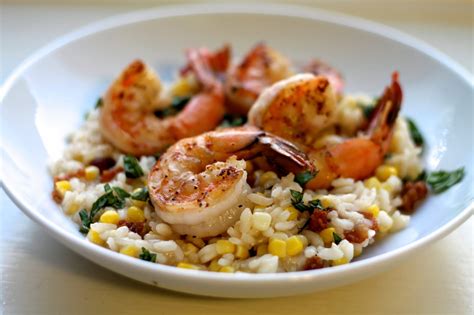 Young And Entertaining Sweet Corn And Bacon Risotto With Shrimp