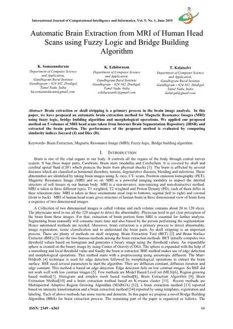 Automatic Brain Extraction From Mri Of Human Head Scans Using Fuzzy Logic And Bridge Building