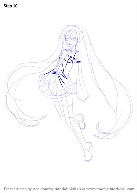 How to Draw Hatsune Miku from Vocaloid (Vocaloid) Step by Step | DrawingTutorials101.com