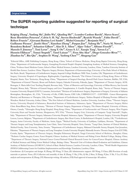 Pdf The Super Reporting Guideline Suggested For Reporting Of Surgical