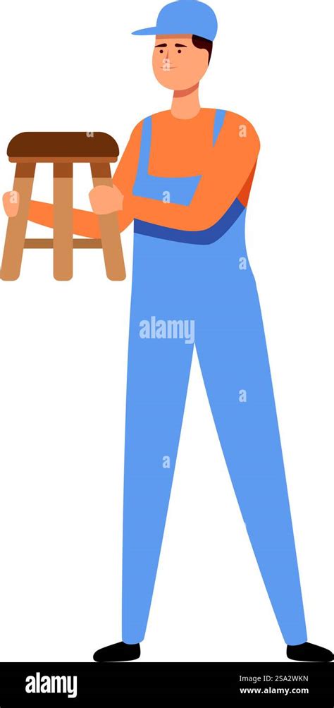 Male Worker Assembly Chair Icon Cartoon Vector Domestic Interior