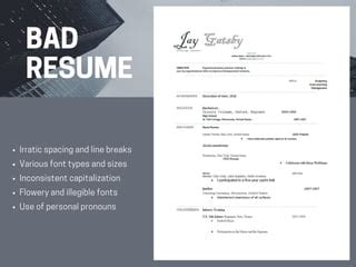 Good Resumes Versus Bad Resumes Pdf