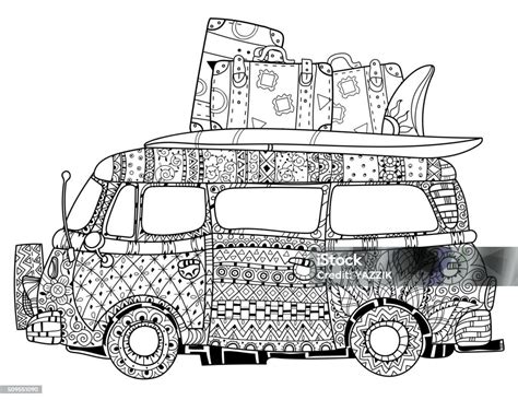 Vetores De Esboço Desenhado À Mão Doodle Retrô Viagem De Ônibus E Mais