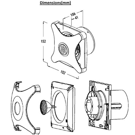 Airtech Uk 4 Inch 100mm Silent Extractor Fan With 5 W Led Light Wall