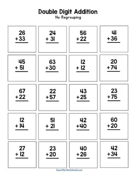 Double Digit Math Worksheets Printable Word Searches