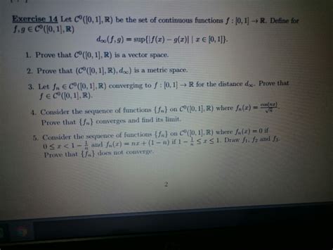 Solved Exercise 14 Let Co01 R Be The Set Of Continuous