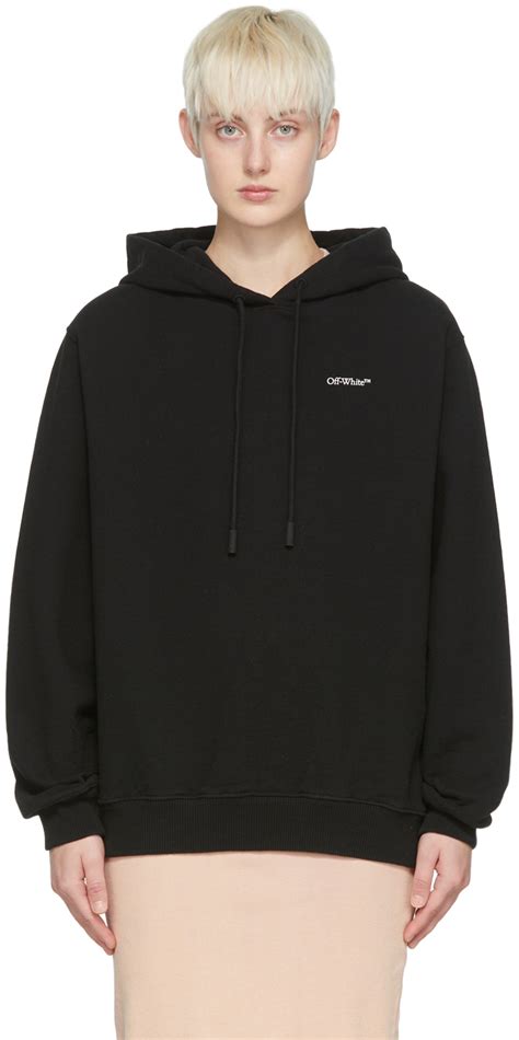 Off White Black Cotton Hoodie Off White
