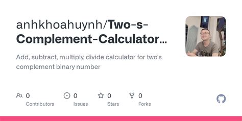 github anhkhoahuynh two s complement calculator add subtract multiply