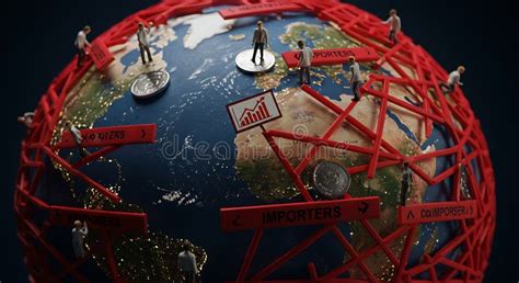 Global Trade And Economy Miniature World With Figures Stock Illustration Illustration Of Trade