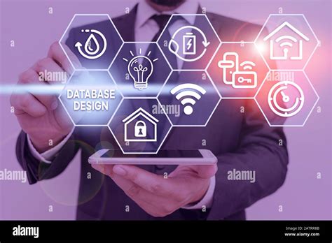 Writing Note Showing Database Design Business Concept For Organisation Of Data According To A