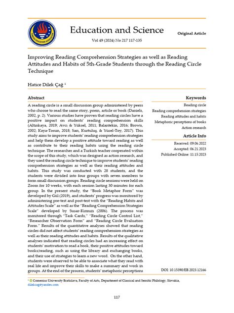 Improving Reading Comprehension Strategies As Well As Reading Attitudes And Habits Of 5th Grade