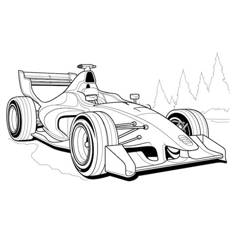 어린이와 어린이를 위한 경주 자동차 색칠 페이지 이미지만 프리미엄 사진
